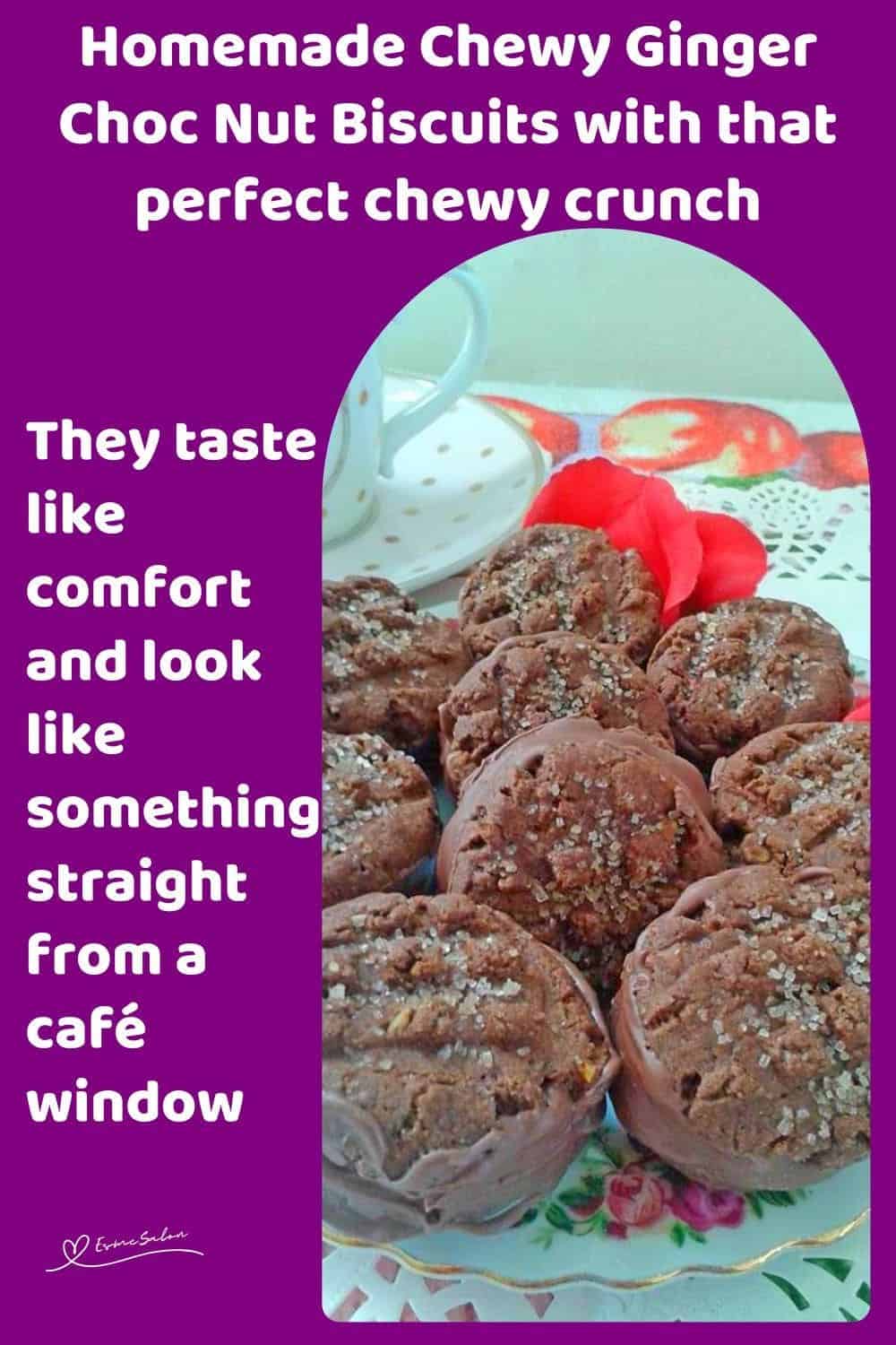 Chewy Ginger Choc Nut Biscuits