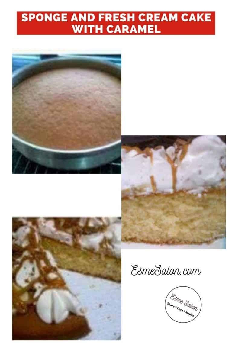 Simple Light Sponge and Fresh Cream Cake with Caramel • Esme Salon ...